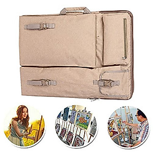 Art Portfolio Carrying Bags for Supplies Artwork Poster Board Project Drawing Case Large Art Portfolio Display Screen Carrying and Traveling(Khaki)