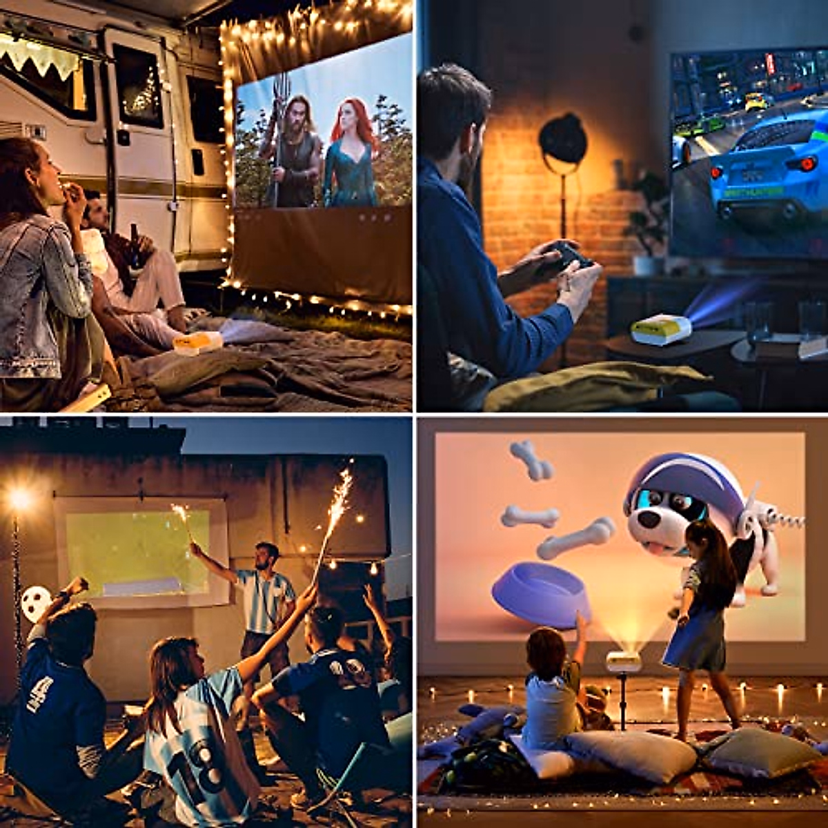 YOWHICK Mini Projector for iPhone, Native 1080P HD Projector, Portable Projector, Movie Projector Compatible with Android/iOS/Windows/TV Stick/HDMI/USB