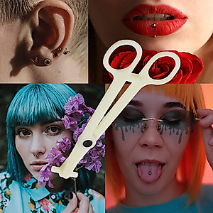 Body Piercing Clamps - Yuelong 25PCS Disposable Forceps Clamp Claw Slotted Plier Ear Nose Piercing Tools Septum Forceps for Lip Navel Tongue Belly Piercing Supplies