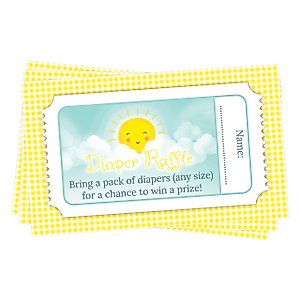 You are My Sunshine Diaper Raffle Baby Shower Cards - 24 Count