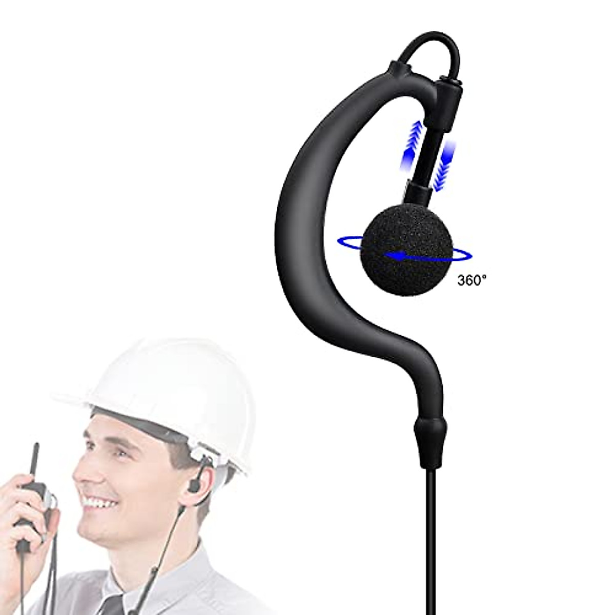 TWAYRDIO Walkie Talkie Earpiece with Mic for Yaesu VX6R VX7R Standard Horizon HX890 HX210 HX370S HX380 HX40 HX400 HX870 Handheld Radios, Two Way Radio Headset with PTT Microphone and G Shape Ear Hook