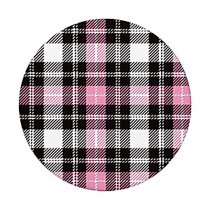Pink and Black Plaid Tartan Pattern Preppy 80s 90s Design PopSockets PopGrip: Swappable Grip for Phones & Tablets