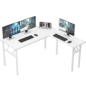 Need L Shaped Desk Computer Desk, Foldable L Desk Corner Desk L Shape Computer Desk Work Desk Home Office Workstation, White