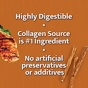 Wild Eats Collagen Chews for Dogs, Real Chicken, Dog Chews Long Lasting, Rawhide Free -15 Pack Collagen Sticks for Large, Medium, and Small Dogs