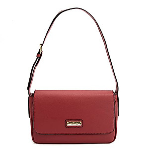 LONDON FOG ASTOR Texture Shoulder Bag for Women with Adjustable Strap - Red Texture
