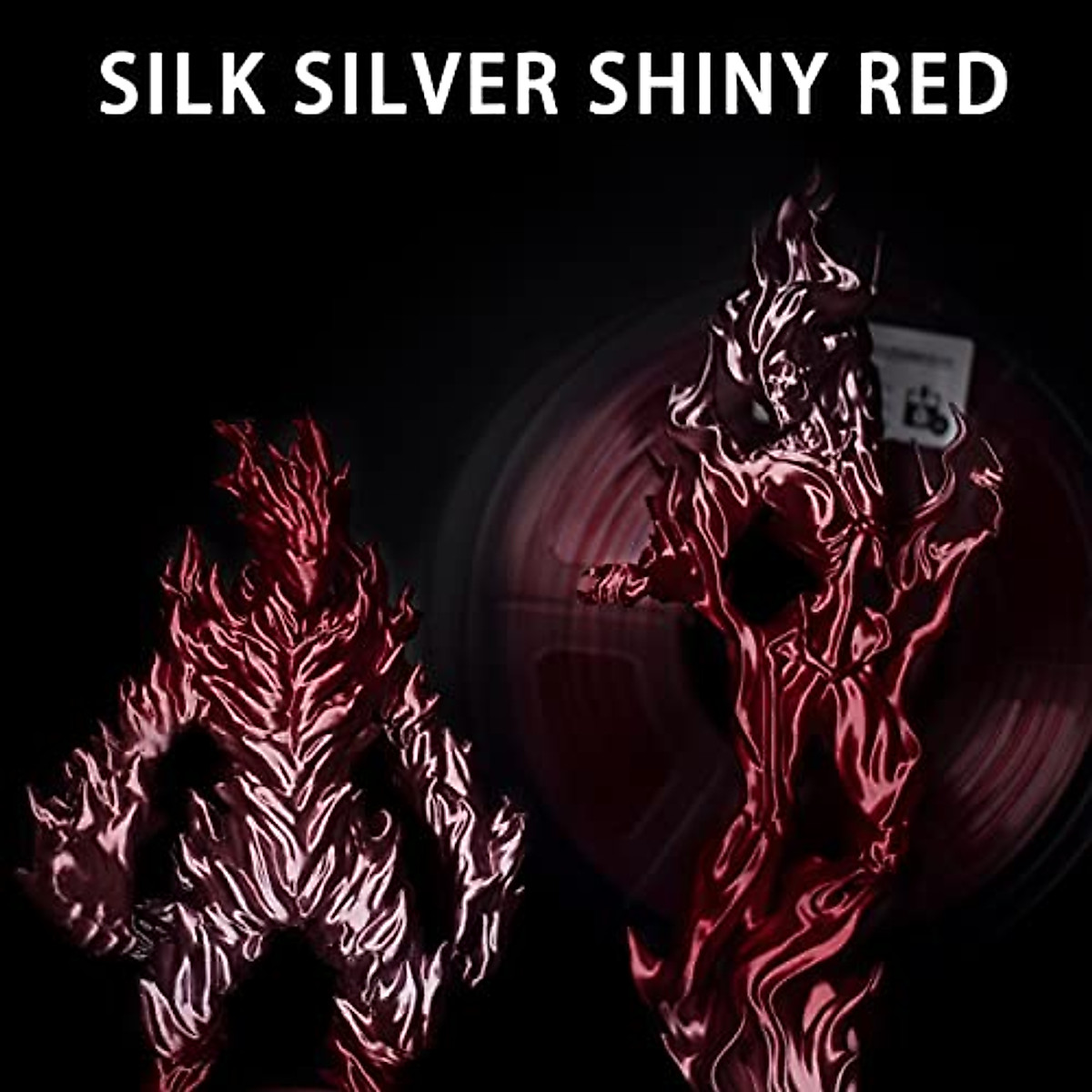 (2 Items) 1kg Silk Silver Shiny Red & 1kg Vintage Metal Rainbow PLA Filament, 3D Printer Filament, PLA Filament 1.75mm +/- 0.02mm