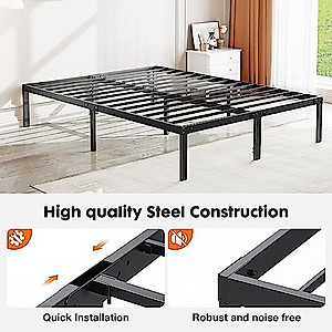 Sweetcrispy Full Bed Frame - Heavy Duty Metal Platform Bed Frames Full Size with Storage Space Under Frame, 14 Inches, Sturdy Steel Slat Support, No Box Spring Needed