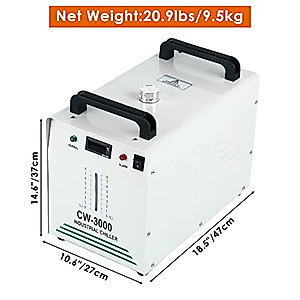 DasMarine CW-3000 Water Chiller,8L Industrial Water Chiller,Thermolysis Type Water Cooling Chiller Machine,110V Economic Water Cooling Equipment for 60W 80W Laser Engraving Machine