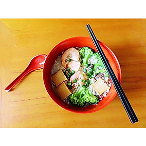 ROVATTA Ramen Noodle Soup Bowl Set- 12Pcs (4 SETS) 48 Oz Japanese Melamine Ramen (4) Spoons & (4) Chopstick Sets, Dishwasher Safe, Restaurant Quality Ideal For Ramen, Pho, Noodles & All Asian Cuisine