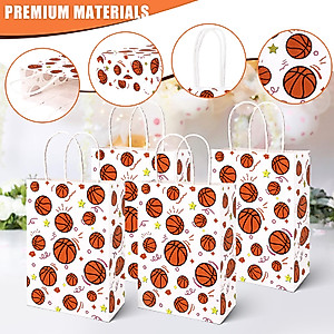 Shindel 16PCS Basketball Goodie Bags, Party Favor Bags with Handles Paper Bags for Gift Weddings Sports Themed Party 5.5" x 2.8" x 8"
