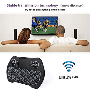 BL Mini Wireless Keyboard Remote Control with Touchpad Mouse Combo, Backlit 2.4GHz Mini Keyboard Wireless USB Dongle Rechargeable Li-ion Battery for Android TV Box Smart TV PC PS3 Windows MacOS X-Box