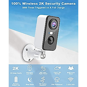 Wireless Cameras for Home Security Outdoor, 2K Color Night Vision Battery Powered WiFi Security Camera Spotlight/Siren Motion Detection 2-Way Talk Waterproof Cloud Storage Outdoor Camera Wireless 2PCS