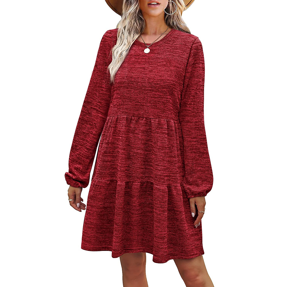 Winter Dresses for Women Casual Christmas Dresses for Leggings Trendy Red S