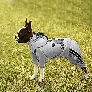 LONTEPET Dog Hoodie 4 Legs Jumpsuit for Small Dogs Puppy Clothes Dog Pullover Sweatshirt Cotton Doggie Winter Coat Cat Apparel (X-Small, Grey)