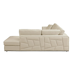 Blackjack Furniture Surton Top Grain Italian Leather Sectional Sofa for Living Room and Home Office, Modern Luxury L-Shaped Couch, 117" W, Right Arm Facing, Beige