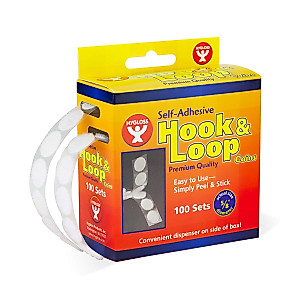 Hygloss Products Self Adhesive Coins - 100 Hook and Loop Fastener Sticky Dots With Dispenser – 5/8 Inches, White
