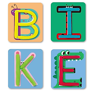 Dough Preschool Education Recognition Fundamental Starter Set, Alphabet Shape and Learn Letters and Language, 3 Years and Up with 4 Colors Dough