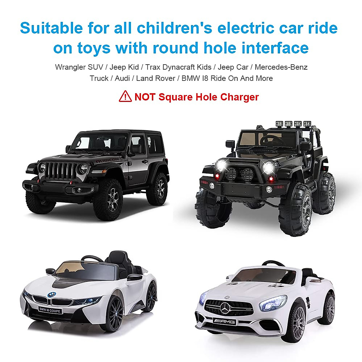 12V Battery Charger for Kids Ride On Toys Car, 12 Volt Power Wheels Supply for Best Choice Products SUV Kid Trax Ride-on Toys Ferrari, Mercedes, Universal Charger Kids Riding Toy Power Supplies