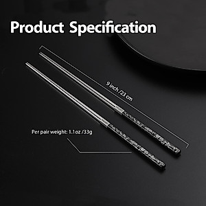 Hagary Tiger Chopsticks Metal Chopsticks Reusable Designed In Korea Japanese Style Stainless Steel 316 18/10 Non-Slip Dishwasher Safe Laser Etched (Black - 5 Pairs)
