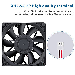 GDSTIME 140mm High Static Pressure Cooling Fan 2-Pin 140x140x38mm DC 12V Ball Bearing for Radiator Heatsink