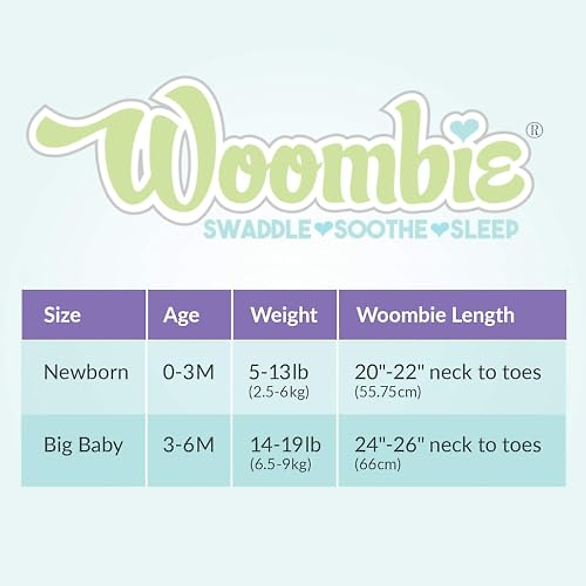 Woombie Simply Baby Swaddling Blanket I Soothing, Cotton Baby Swaddle I Wearable Baby Blanket, Grey Lullaby, 0-3 Months