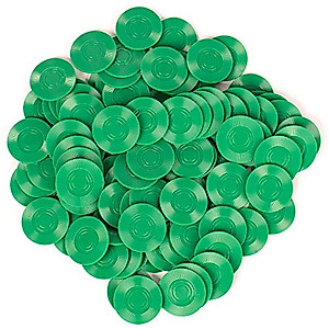 Brybelly 100-pack Interlocking Poker Chip Set - 2 Gram Lightweight Plastic Chips for Texas Hold Em Poker, Card Games, Casino Night, Mathematics Counting Learning, Large Bingo Markers (Green)