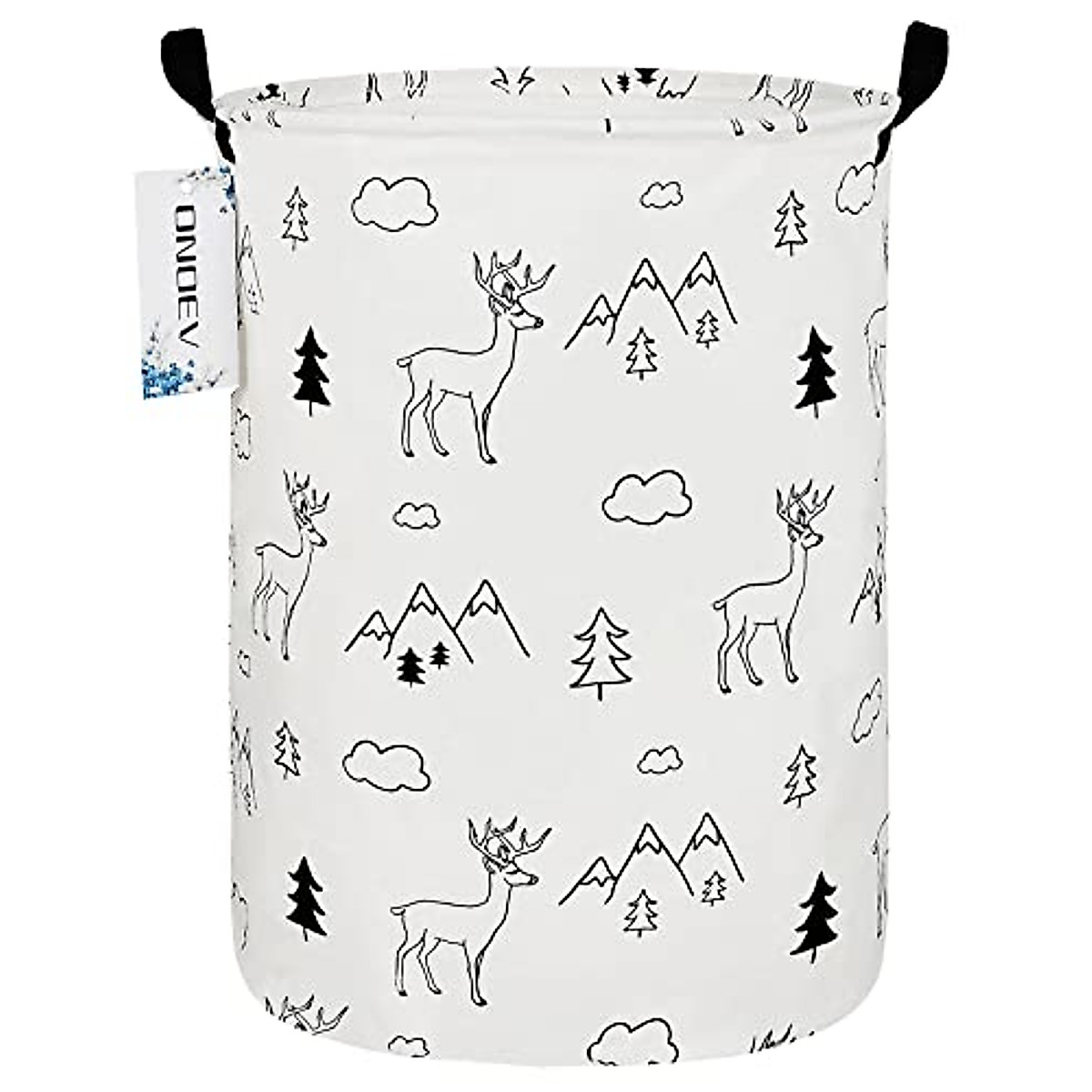 ONOEV Round Fabric Storage Bin,Decorative Basket,Organizer Basket with Handles,for Clothes Storage,books and sundries(Forest deer), 19.7inch(H) x 15.7inch(D)