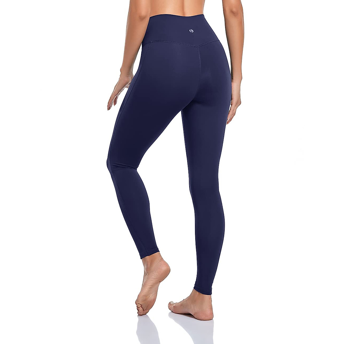 coastal rose Women's High Waisted Workout Leggings 7/8 Length Sport Tights with Inner Pocket Tummy Control Yoga Pants Midnight Blue S