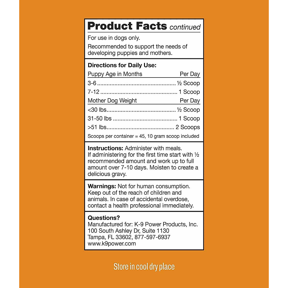 K9-Power - 'Puppy Gold' Growing Puppy Nutrition Formula