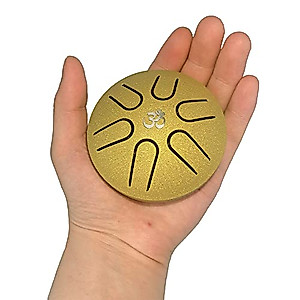 Yahpetes Steel Drums 3 Inch 6 Note Steel Tongue Drum Worry-free Drum Musical Instruments Hand Drums with Handpan Drum with 1 Pair Mallets and Storage Drum Bag Note Sticks (3"6 tone, Gold)