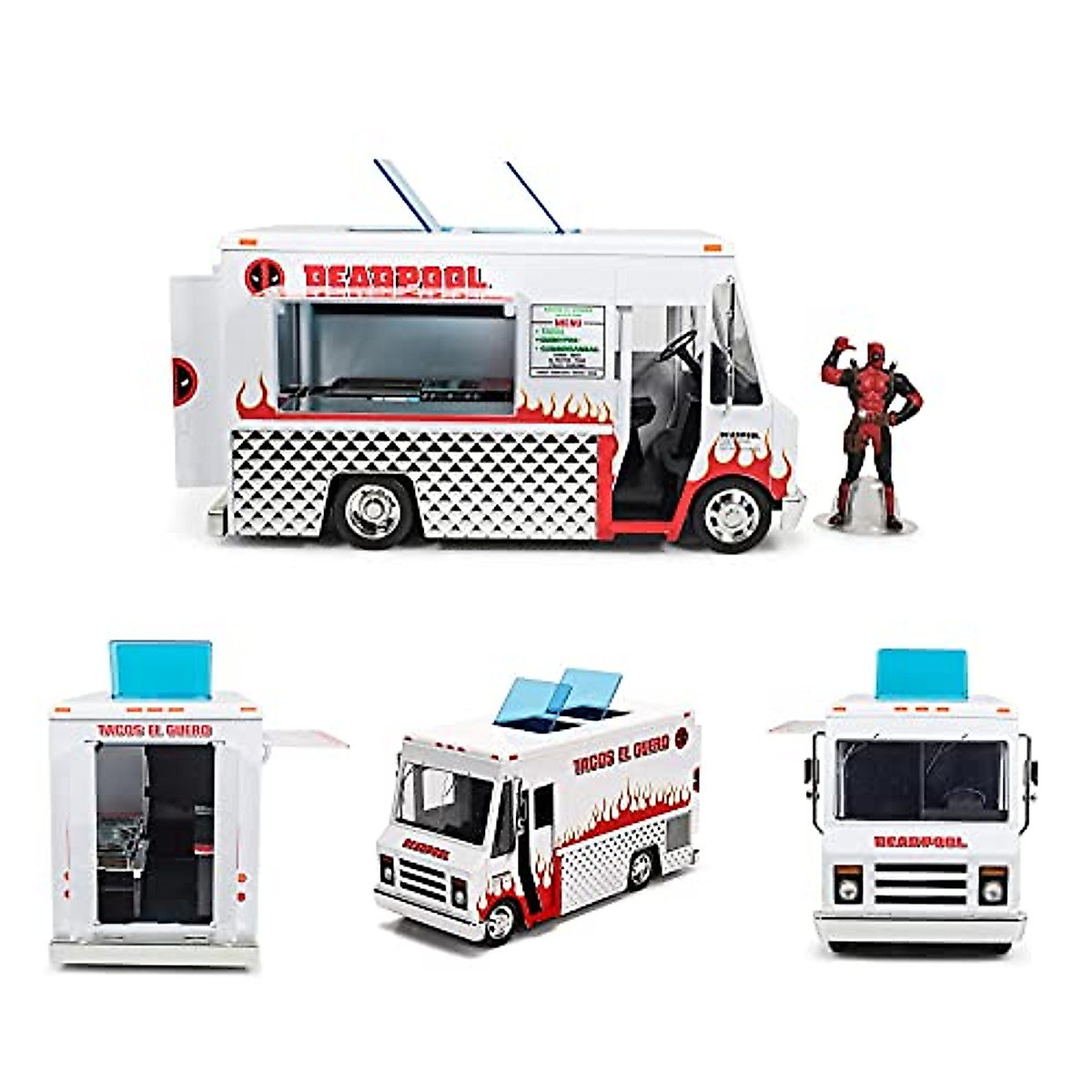 Marvel Deadpool & Taco Truck Die-cast Car, 1:24 Scale Vehicle, 2.75Collectible Figurine