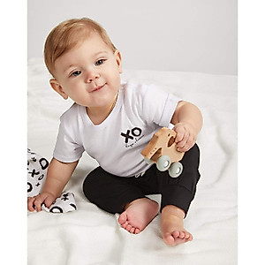 Stephan Baby Black and White Collection, Sweat Pants-Style Diaper Cover, Hugs + Kisses, Fits 6-12 Months (G2151)