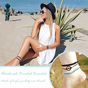 HUASAI Vsco String Bracelets for Teen Girls Women Waterproof Boho Rope Bracelets Wave Surfer Bracelets Summer Beach Anklets