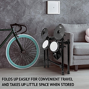 LyxJam 8-Piece Electronic Drum Kit, Professional Drum Set with Real Mesh Fabric, 448 Preloaded Sounds, 70 Songs, 15-Song Recording Capacity, Choke,Rim,Edge Capability & Kick Pad, Drum Sticks Included