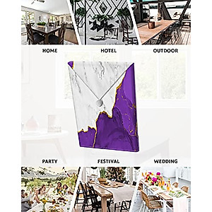 MUSEDAY Christmas Chair Covers Dining Chair Back Covers 6PCS, Marble Kitchen Chair Slipcovers Protective Covers for Xmas Wedding Hotel Holiday Party, Purple and Gray Modern Art Texture