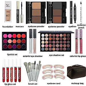Ultimate glamor makeup kit,eye shadow kit,lip gloss kit,eyebrow powder kit,makeup brush kit,makeup bag,mascara,The ultimate gift for makeup lovers