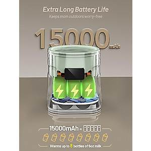 Portable Bottle Warmer for Travel, BabySafe 15000mAh Rechargeable Baby Bottle Warmer with 5 Adapters, 100W Fast Heating & Accurate Temperature Control, Cordless On The Go Milk Warmer for Breastmilk