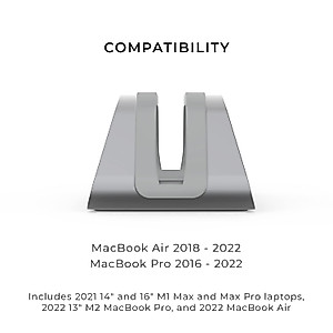 HumanCentric Vertical Laptop Stand for MacBook, Compatible with MacBook Pro Stand, MacBook Air Stand, Laptop Holder for Apple Laptop Desk Stand, Aluminum Laptop Vertical Stand, Space Gray Mac Stand