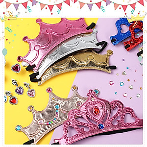 66 Pieces Foam Princess Tiaras DIY Crowns Kids Party Favors Craft Crystal Diamond Sticker Girls Making Your Own Tiara (Multicolor)