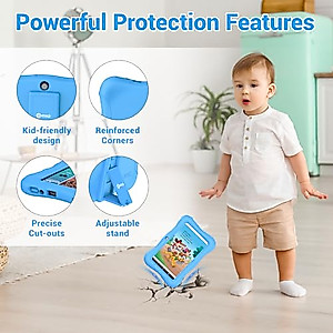 Contixo 7" Android Kids Tablet 32GB, Includes 50+ Disney Storybooks & Stickers (Value $200), Protective Case with Kickstand, (2023 Model) - Blue