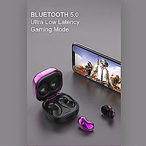 Acuvar Fully Wireless Bluetooth 5.1 Rechargeable IPX4 Waterproof Sweatproof Earbud Headphones with Microphone, Micro USB LCD Clock Charging Case Surround Stereo Bass and Noise Cancelling Calls (Pink)