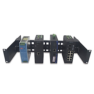 Naweisz 19 Inches Rack Mount Adjustable DIN-Rail Bracket 2U Height Used for Media Converter, Ethernet Switch, Industrial PoE Switch,Power Supplies Server Racks and Cabinet (Black)