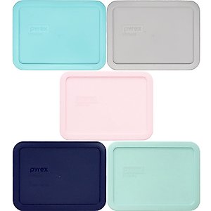 Pyrex 5 Lid Pastel Soft Color Scheme for Pyrex Model 7210 3-Cup Glass Food Storage Containers, Made in the USA