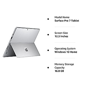 Microsoft Surface Pro 7 Tablet, 12.3" PixelSense/Touchscreen 2304 x 1296 Display, Intel Core i7-1065G7, 16 GB RAM, 1TB SSD, Integrated Intel Iris Plus, Windows 10 Home Laptop, (Platinum) (Renewed)