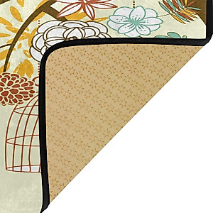 Owl Autumn Floral Background Kitchen Rugs Non-Slip Kitchen Mats Bath Runner Rug Doormats Area Mat Rugs Carpet for Home Decor 39" X 20"