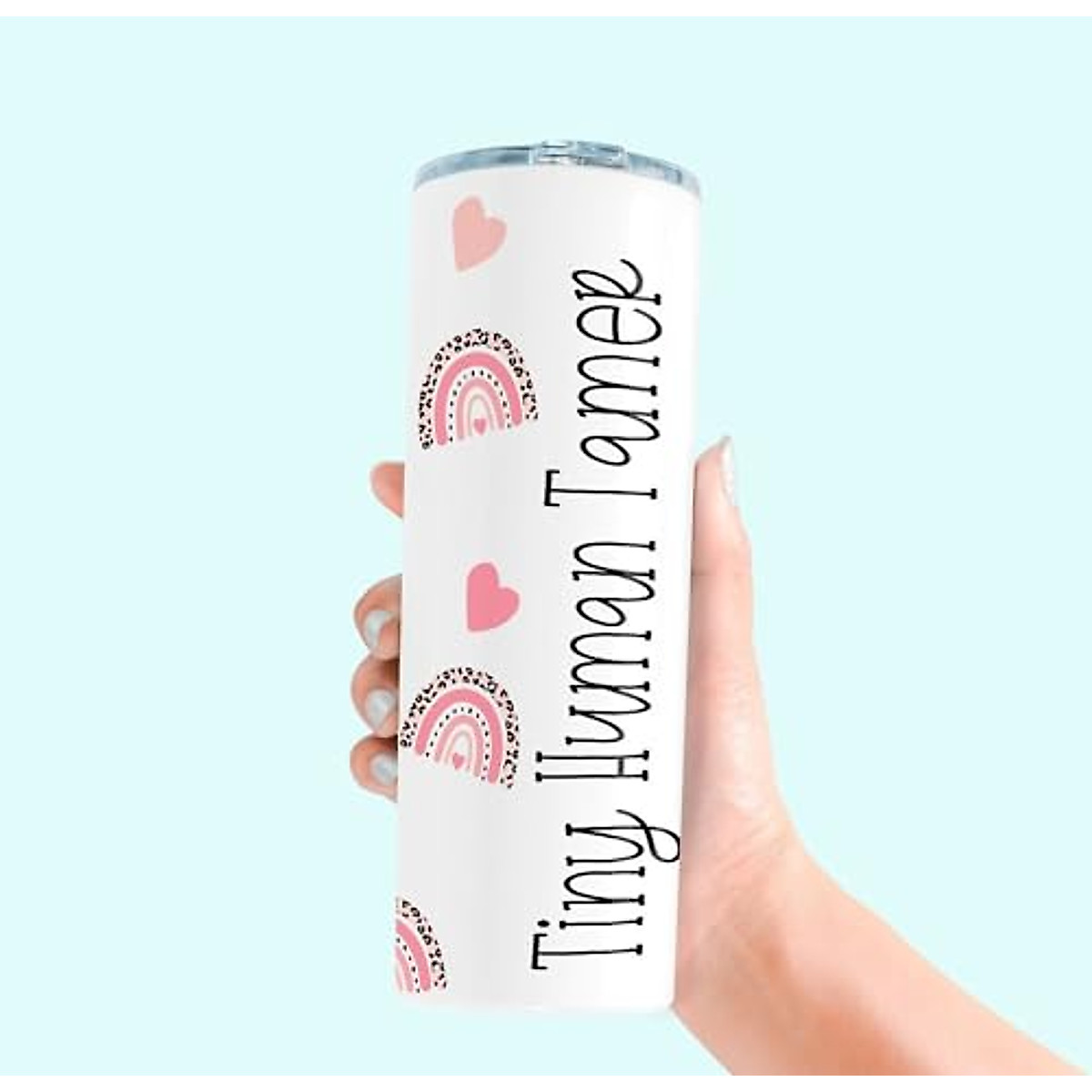 Tiny Human Tamer Tumbler, Stainless Steel Vacuum Insulated Coffee Cup with Lid and Straw Double Wall Travel Mug for Tea Cold Beverages Drinks, Teacher Gifts For Women (30 oz)