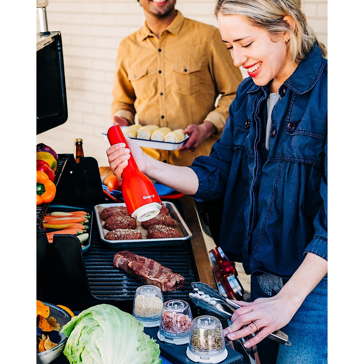 FinaMill's Award-Winning Battery Operated Salt and Pepper Grinder Set - Adjustable Coarseness, Ceramic Grinding Elements, LED Light, Perfect for Home Cooking & Gifting - 2 Quick-Change ProPlus Pods
