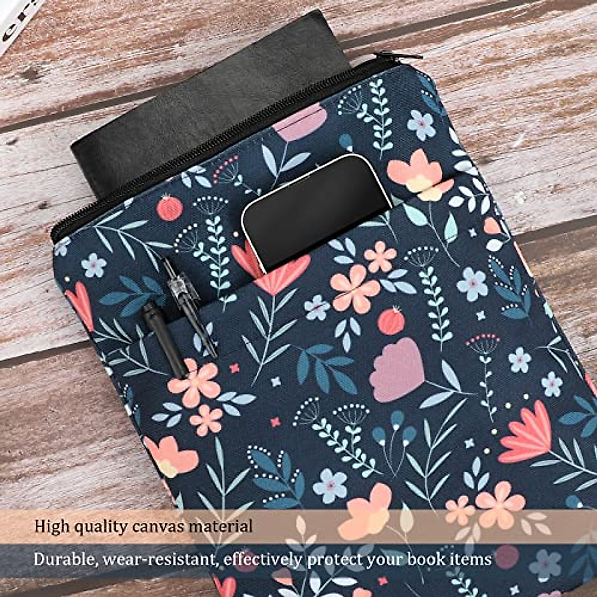 Book Sleeve Book Covers Book Protector Floral Printed with Zipper Washable Fabric for Teen Adult Book Lover Teacher Student(Medium,11 X 8.7 Inch)…