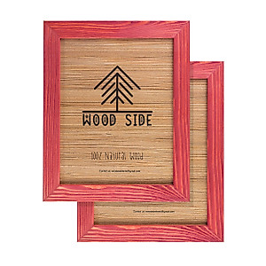 Rustic Wooden Picture Frames 8x10 - Red - Set of 2-100% Natural Eco Solid Wood and High Definition Real Glass for Wall Hanging Photo Frame
