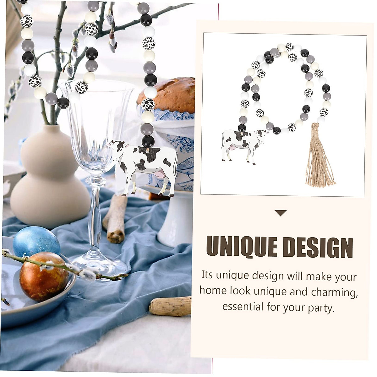 3pcs String Rope Wooden Beads Creative Wood Beads Creative Wooden Beads Wooden Bead Decor Delicate Wooden Beads Farmhouse Beads Tassel Party Pendant Wall Hanging Decor